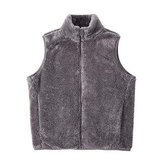 Generic Femmes Grand Automne/Hiver Casual L&acirc;che Sans Manches Col Montant Chaud Corail Velours Gilet Manteau Long Down Vest Femmes, gris, XXL