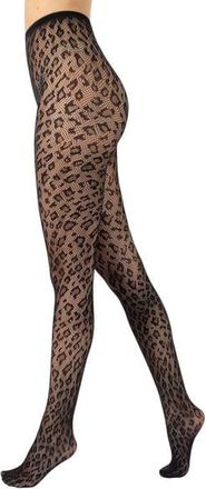 Cette Collants Fashion à résille léopard