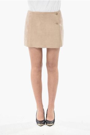 Givenchy Suede Wrap Skirt With Logo Buttons size 42