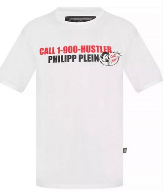 Philipp Plein T-Shirt Platinum Cut Round Neck Statement Shirt Saumn&auml;hte mit Zweinadelstich,Hexagonales Logo,Gerippter Halsausschnitt