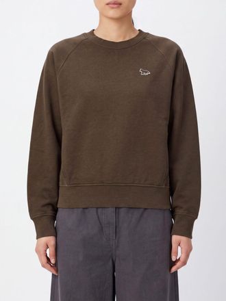 Maison Kitsun&eacute; Baumwoll-Sweatshirt mit Rundhalsausschnitt und aufgesetztem Logo-Patch