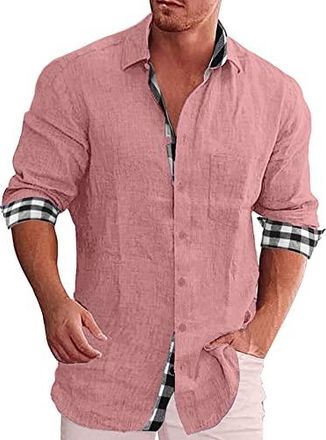 Generic Chemise &agrave; carreaux &agrave; manches longues pour homme, chemise boutonn&eacute;e &agrave; carreaux pour homme, chemises tendance, chemises polyvalentes et l&eacute;g&egrave;res, d&eacute;contr