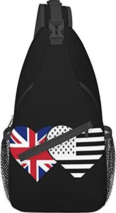 Generic Sac &Agrave; Bandouli&egrave;re Drapeau Britannique Et Drapeau Am&eacute;ricain Bandouli&egrave;re Sac Multifonctionnel Avec Bretelles R&eacute;glables Sacs De Poitrine, Pour Cyclisme, 