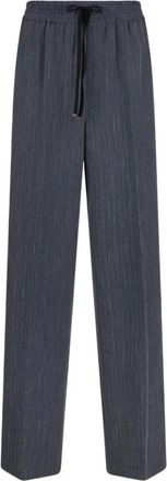 Liu Jo Femme, Pantalons, Bleu, Taille: 44 FR Pantalon en Flanelle &agrave; Rayures