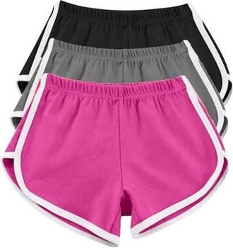 Generic Lot de 3 shorts de sport pour femmes - Shorts blancs &agrave; rayures lat&eacute;rales - Entra&icirc;nement Yoga Hotpants - Shorts de sport d&eacute;contract&eacute;s actifs danse gym 