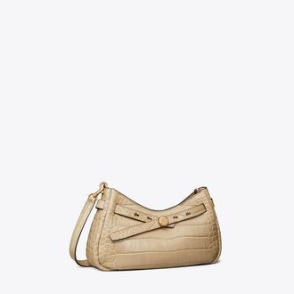Tory Burch Romy Crossbody Bag mit Krokopr&auml;gung und Rei&szlig;verschluss