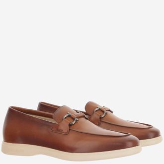 Ferragamo Mens Leather Loafers Light Brown Calf
