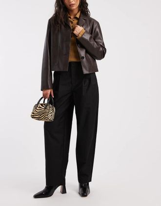 Object Barrel-Leg-Hose in Schwarz mit Bundfalten