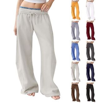 Generic Pantalon de jogging baggy taille basse pour femme - Pantalon de sport - Grandes tailles - Pantalon de course - Jambes larges - Pantalon de jogging &eacute;la