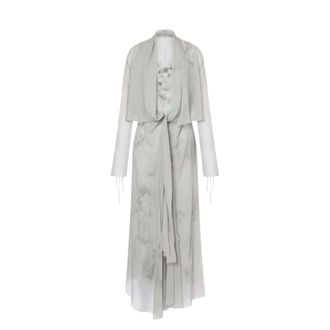 Alberta Ferretti Femme, Robes, Bleu, Taille: 38 FR Robe longue en mousseline &agrave; imprim&eacute; floral