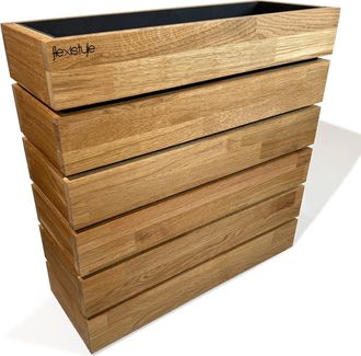 FlexiStyle Blumentopf Gross draussen Gross innen hoch Outdoor Natur Balkon groß Holz Eiche 3 Dimension (Eiche, 60x60x22)