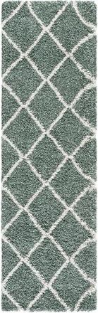 Safavieh Zottelig Teppich für Wohnzimmer, Esszimmer, Schlafzimmer - Hudson Shag Collection, Hoher Flor, Elfenbein und Schieferblau, 69 X 244 cm