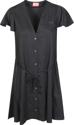 Diesel Femme, Robes, Noir, Taille: 46 FR Abito Chemisier Scollo V