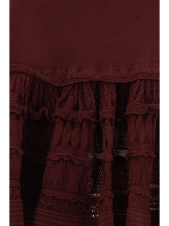 Alaia Womens Mini Skirt Crinoline Ruffle Burgundy Wool (ovis Aries)