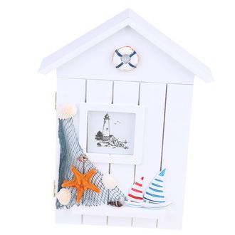 FOMIYES Holz Schl&uuml;sselhalter Hausform Wandmontage Mediterranes Design Schl&uuml;ssel Organizer Aufbewahrungsbox F&uuml;r Eingang Flur B&uuml;ro