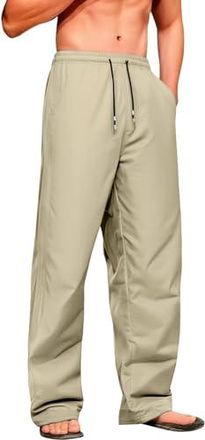 Generic Pantalon dhiver doublé en polaire thermique pour homme - Jambes larges - Taille élastique - Pantalon dhiver pour homme, kaki, XS