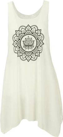 Guru Shop Mini robe &agrave; imprim&eacute; ethnique pour femme Blanc Synth&eacute;tique Taille 40, cr&egrave;me/lotus, 42