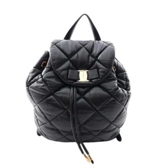 Ferragamo Pre-owned Vala Ribbon Leder Rucksack - - Pre-owned - Damen - Schwarzk - ONE SIZE