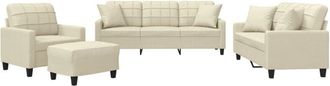 vidaXL Vidaxl - 4-tlg. Sofagarnitur mit Kissen Creme Kunstleder