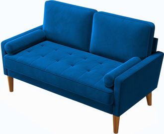 Vesgantti Couch 2 Sitzer, Samt Kleines Sofa mit 2 Wurfkissen, Modern Mini Sofa, Getuftetes Kleine Couch f&uuml;r Wohnzimmer/Schlafzimmer/B&uuml;ro/Wohnung, 121x 77 x 87cm