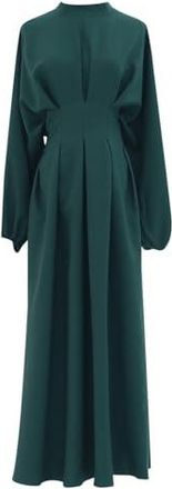 Generic Robe amincissante &agrave; manches mi-longues musulmanes pour femme - Couleur unie - Style musulman, Vert, XL