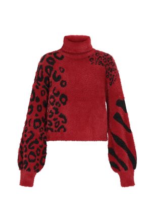 Mymo Pullover Frauen burgunderrot schwarz