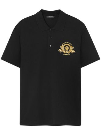Versace Coupe Blason Poloshirt mit Stickerei - Schwarz