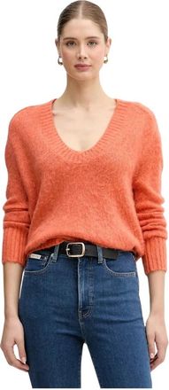 Benetton V-Ausschnitt Pullover - - Knitwear - Damen - Orange - L