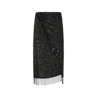 Roberto Cavalli Rock mit perlenbesetztem Saum - - Skirts - Damen - Schwarzk - XS