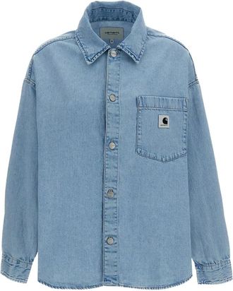 Carhartt Work in Progress Femme, Blouses et Chemises, Bleu, Taille: 38 FR Olympia Denim Shirt