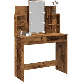 vidaXL Coiffeuse avec lumi&egrave;res LED vieux bois 96x40x142 cm vidaXL