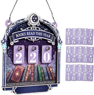 Generic B&uuml;cherz&auml;hler in diesem Jahr | Holzbibliothek Schmuck f&uuml;r Tisch,Buchleseziel mit 30 Nummern - f&uuml;r Lernraum, Arbeitsplatz, Bibliothek, Regale, Ecke, Hau