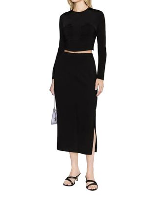 Pinko Damen GTO Gonna Punto STOFFA Rock, Z99_Nero Limousine