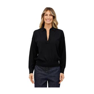 Alpha Studio Polohemd mit weitem Kragen - - Knitwear - Damen - Blau - S