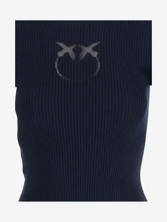 Pinko Ribbed Wool Blend Sweater - Navy