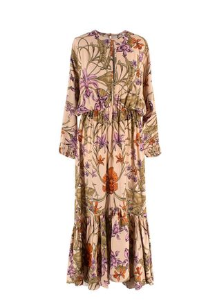 Johanna Ortiz Pink Floral Chosen Elements Midi Dress Size XXS