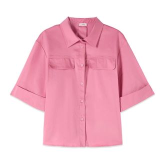 Oltre Popeline-Hemd mit Taschen - - Blouses & Shirts - Damen - Rosa - 4XL