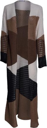 Akep Femme, Pulls, Multicolore, Taille: 36 FR Long Cardigan Maille Ajour&eacute;e