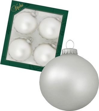 Krebs Glas Lauscha Christbaumschmuck/Christbaumkugeln - Box mit 4 silbernen Perlen Kugeln aus Glas in Einer Größe von 8cm