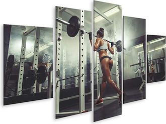 Islandburner Bild auf Leinwand Fitness Sexy Girl Gym Doing Squat Smoke Hintergrund Bodybuilder Bilder Wandbilder Poster