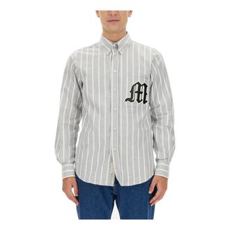Msgm Msgm, Homme, Chemises, Gris, Taille: M Chemise en coton avec monogramme