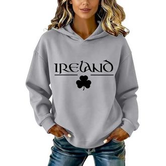 Generic HUIFUAO Irlande St Patrick Sweat &agrave; capuche pour femme Dr&ocirc;le Tr&egrave;fle Costume irlandais St Paddys Day Tr&egrave;fle Vert Chemises Vacances Hauts &agrave; manches longu