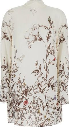 Semicouture Femme, Blouses et Chemises, Blanc, Taille: 36 FR Mini-robe ras du cou avec imprim&eacute; floral