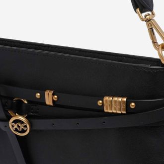 Pinko Womens Leather Shoulder Bag Black
