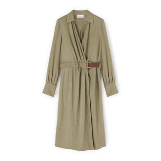 Motivi Femme, Robes, Vert, Taille: 46 FR Robe chemise en twill drap&eacute;