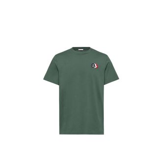 Moncler Moncler T-shirt En Coton &Agrave; Logo Tricolore Brod&eacute;, Homme, Vert, Taille: 3xl