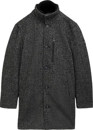 Tom Tailor Herren Wollmantel mit Knopfleiste,36082 - Black Spotty Herringbone, XXL