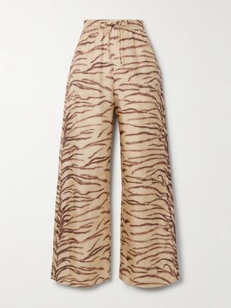 Stella McCartney Hose Mit Weitem Bein Aus Seiden-twill Mit Tigerprint - Neutral