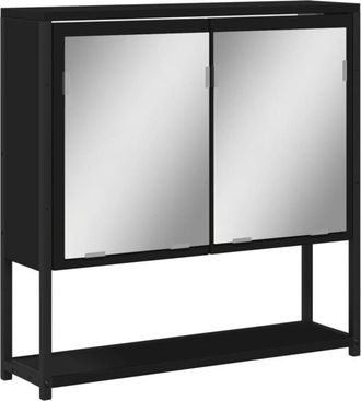 vidaXL Armoire à miroir de salle de bain noir bois dingénierie
