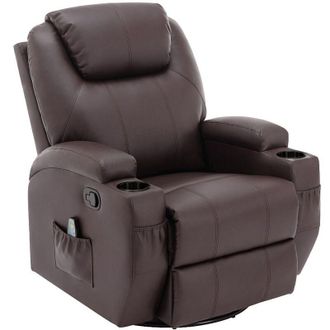 Vente-Unique Fauteuil massant SILVANO en simili - Marron